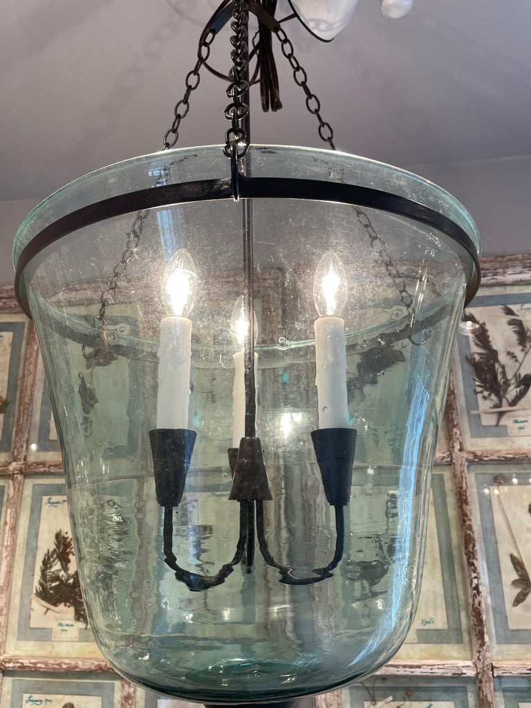 French 19th Century Handblown Glass Bell Cloche Hanging Light at 1stDibs