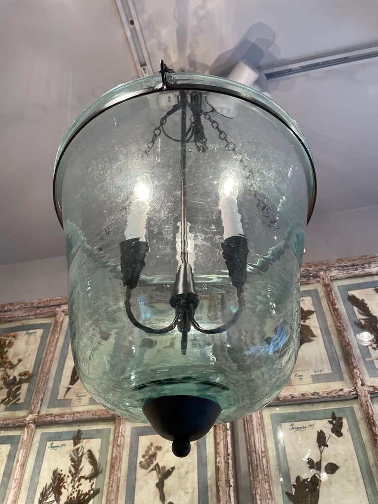 French 19th Century Handblown Glass Bell Cloche Hanging Light at 1stDibs