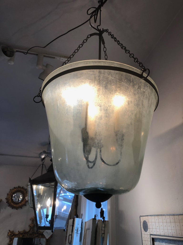 French 19th Century Handblown Glass Bell Cloche Hanging Light For Sale ...