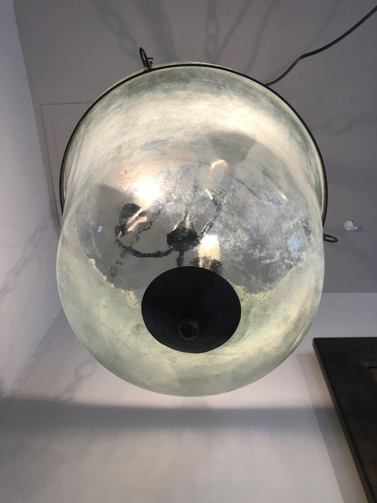 French 19th Century Handblown Glass Bell Cloche Hanging Light at 1stDibs