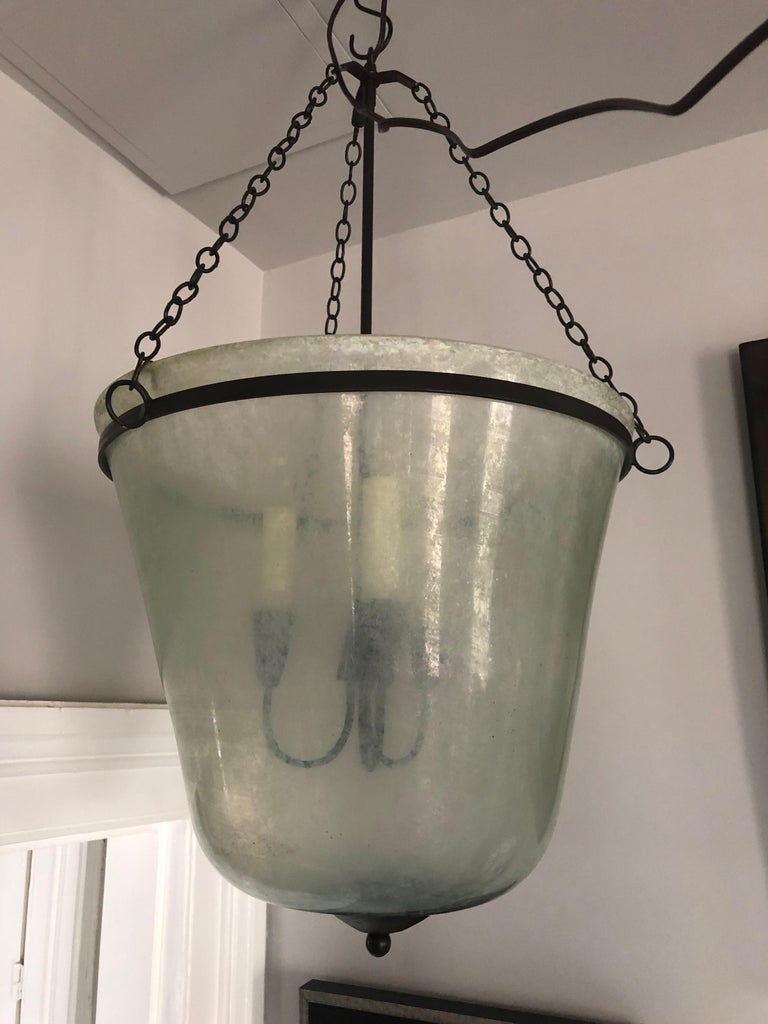 French 19th Century Handblown Glass Bell Cloche Hanging Light at 1stDibs