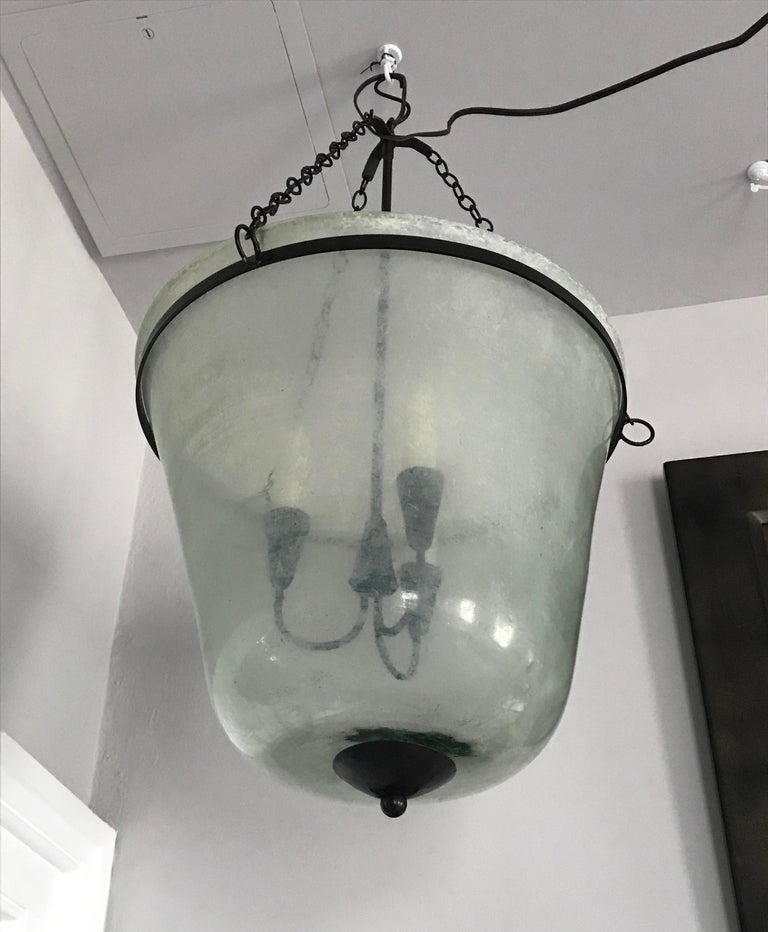 French 19th Century Handblown Glass Bell Cloche Hanging Light at 1stDibs