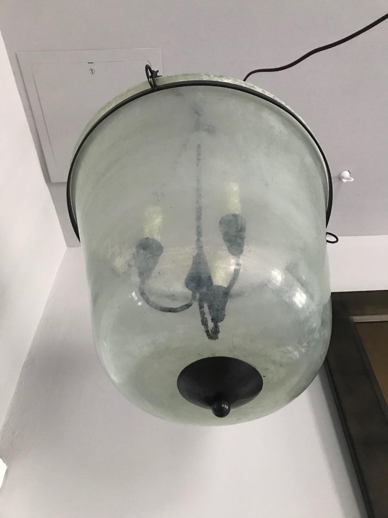 French 19th Century Handblown Glass Bell Cloche Hanging Light at 1stDibs