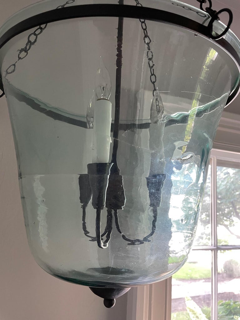 French 19th Century Handblown Glass Bell Cloche Hanging Light at 1stDibs