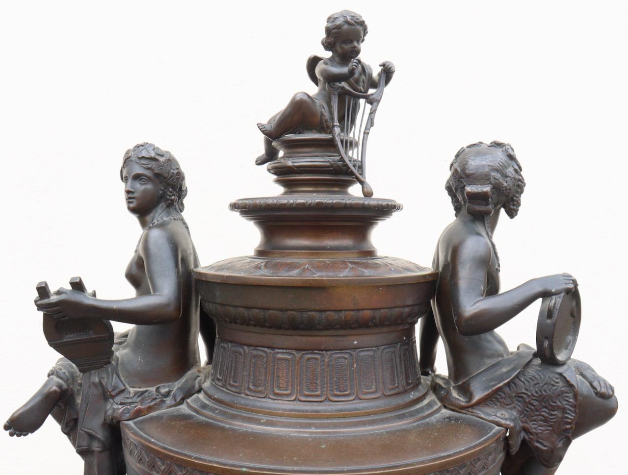 French 19th Century Impressive Bronze Centerpiece, “ Les Muses De La ...