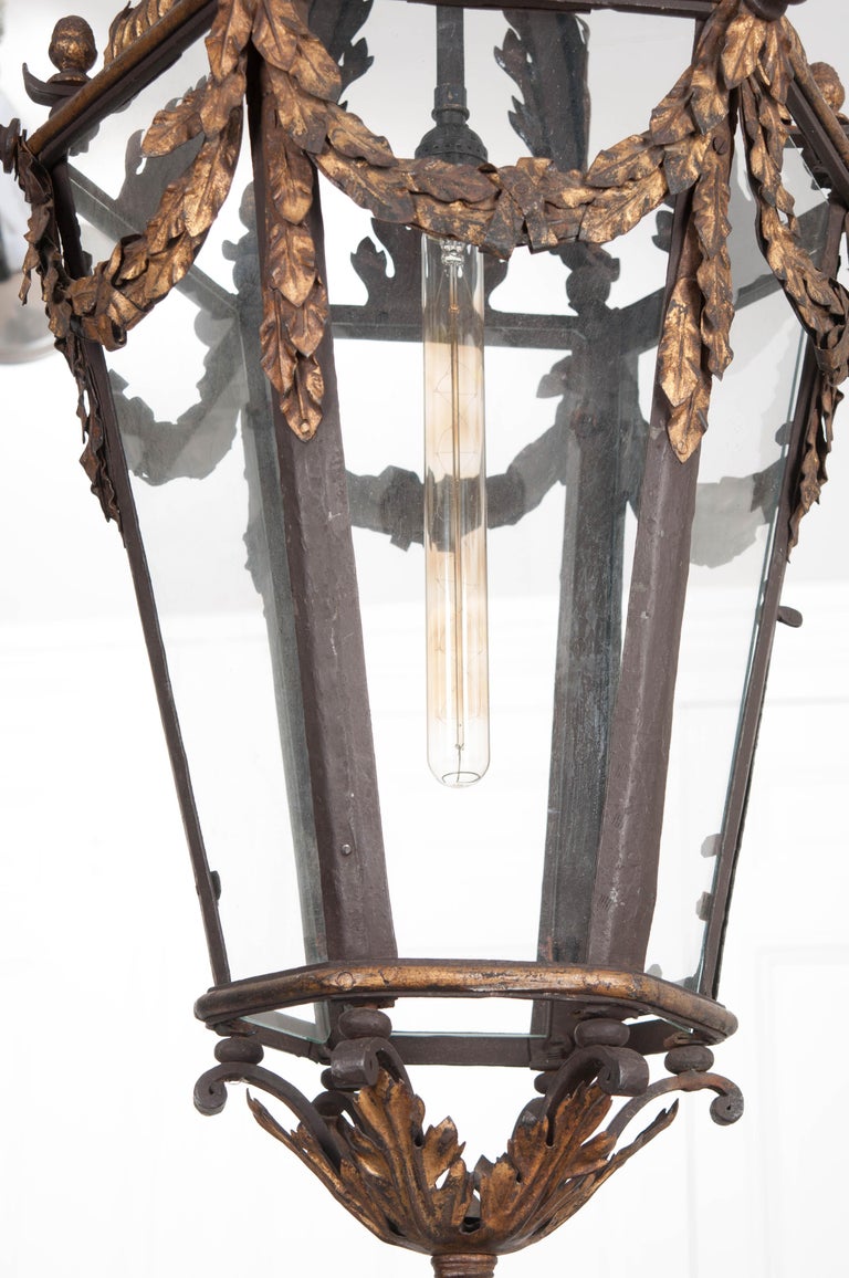 French 19th Century Iron and Gilt-Brass Single-Light Lantern For Sale ...