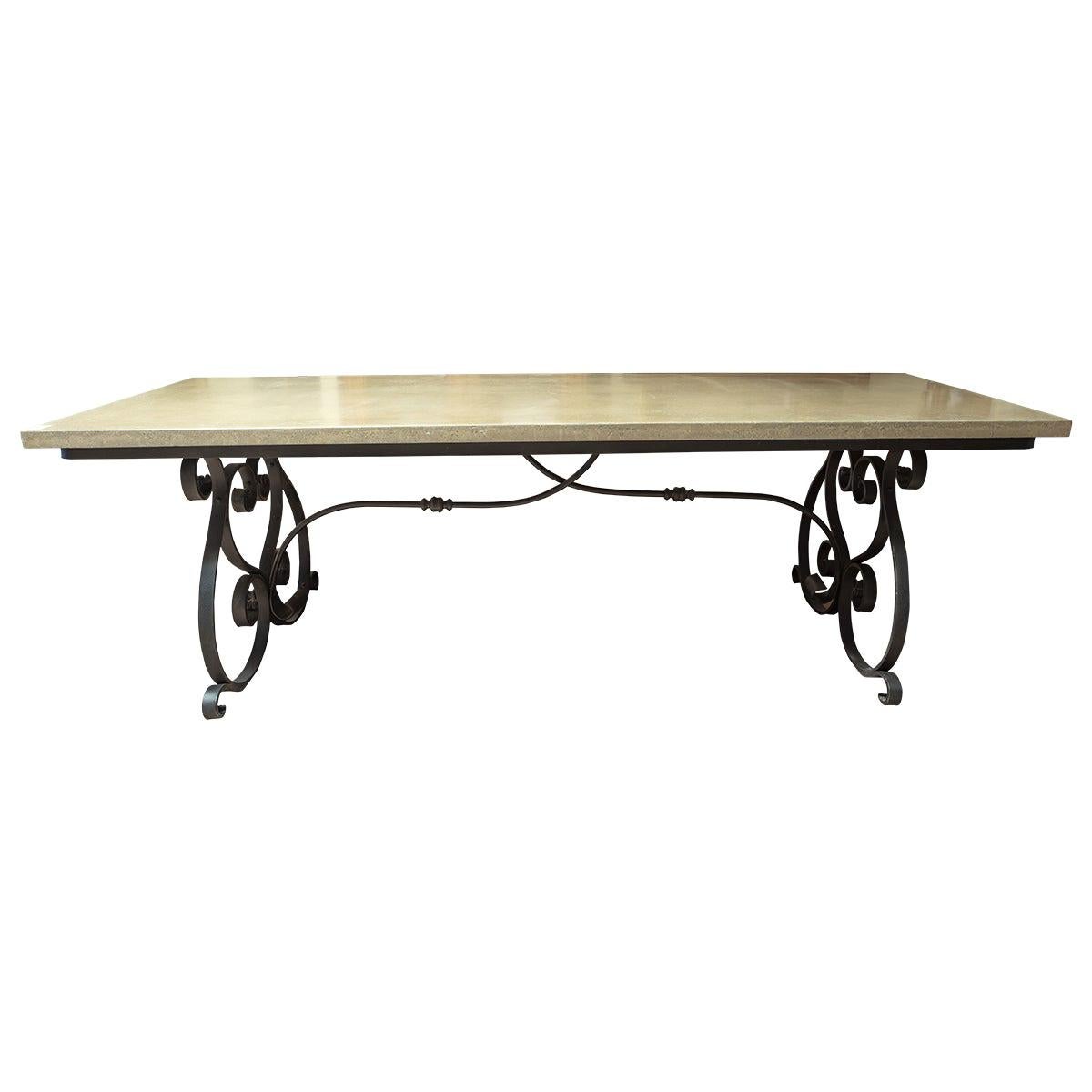 French 19th Century Iron Table Base with Concrete Top at 1stDibs