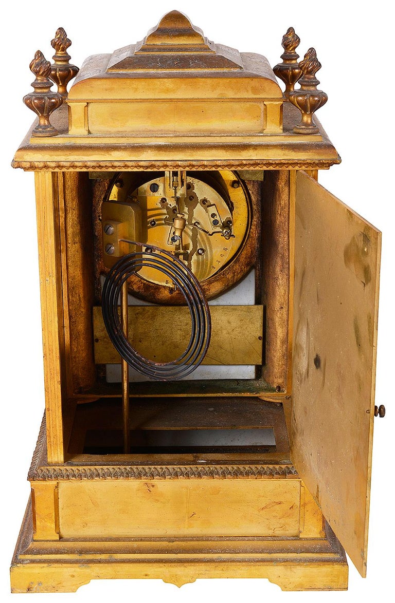 French 19th Century Jasper Porcelain + Enamel Clock Set For Sale at 1stDibs