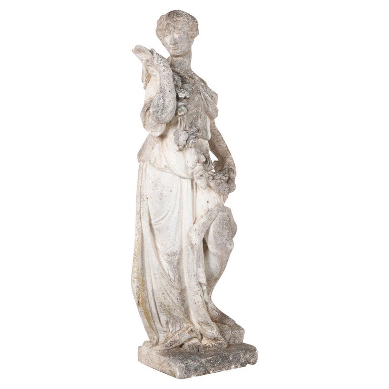 French 19th Century Lady with Garland of Flowers at 1stDibs