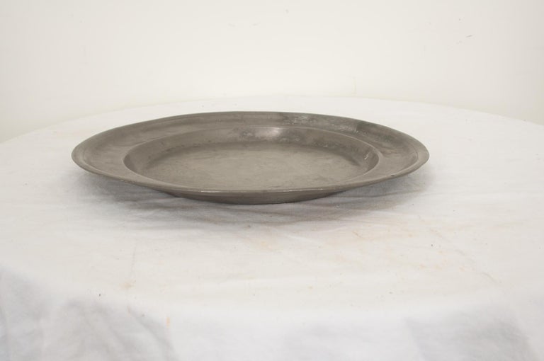 French 19th Century Large Pewter Plate For Sale at 1stDibs