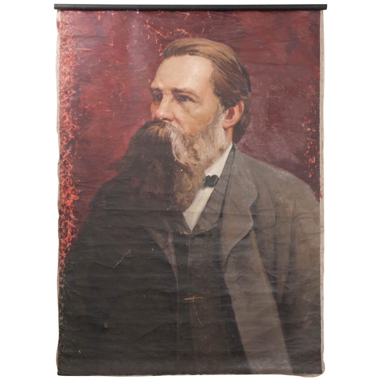 German 19th Century Large Portrait of Friedrich Engels on Canvas For ...
