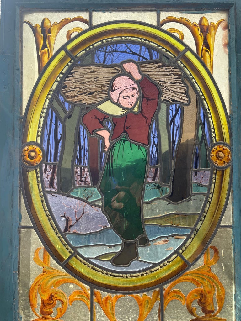 French 19th Century Leaded Stained Glass Window For Sale at 1stDibs