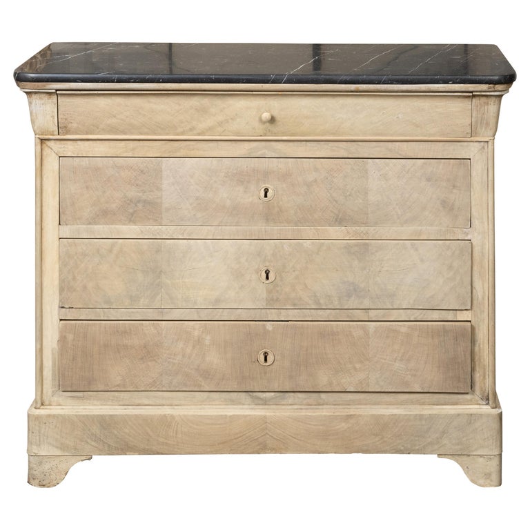 French 19th Century Louis-Philippe Bleached Walnut Commode with Black ...