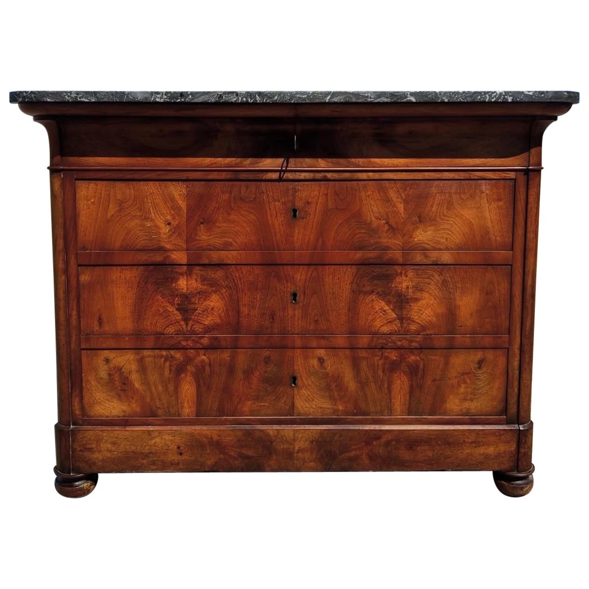 19th Century French Louis Philippe Walnut Commode with Marble Top For ...