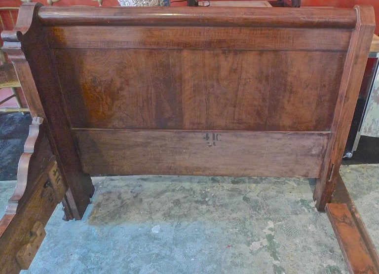 French 19th Century Louis Philippe Burled Walnut Sleigh-Bed at 1stDibs