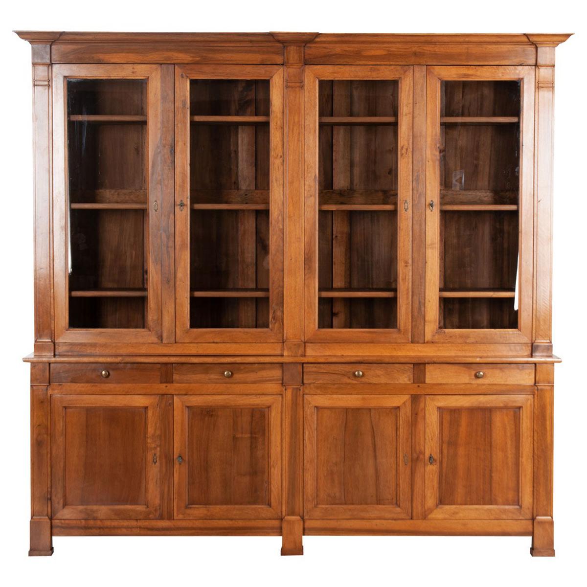19th Century French Louis Philippe Walnut Bibliotheque For Sale at 1stDibs