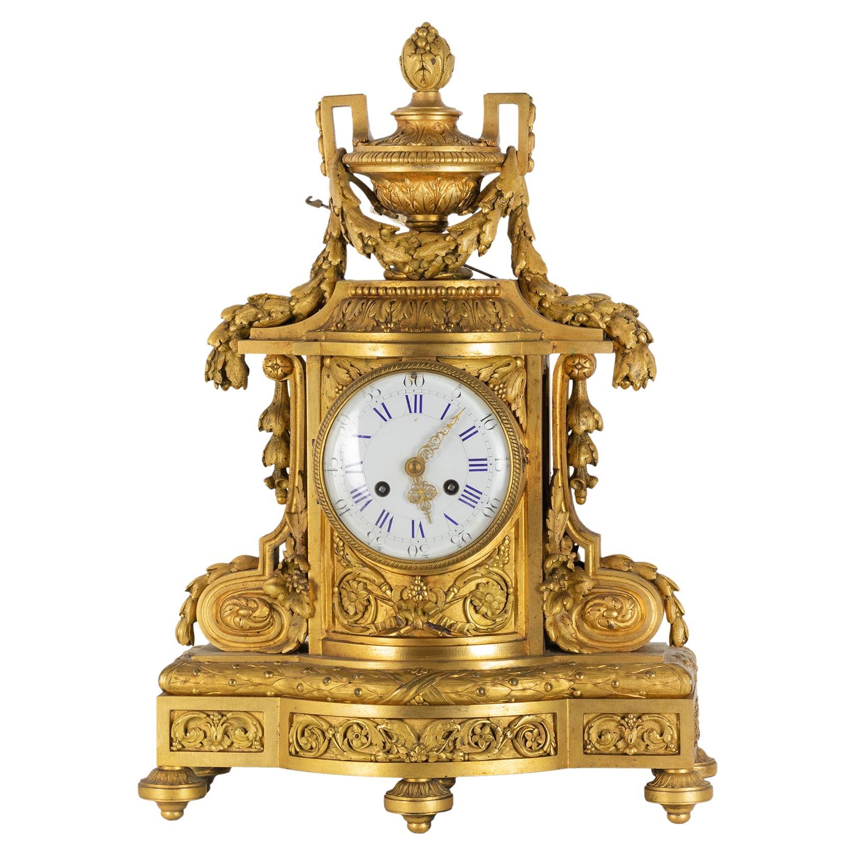 French 19th Century Louis XVI Ormolu Clock For Sale at 1stDibs