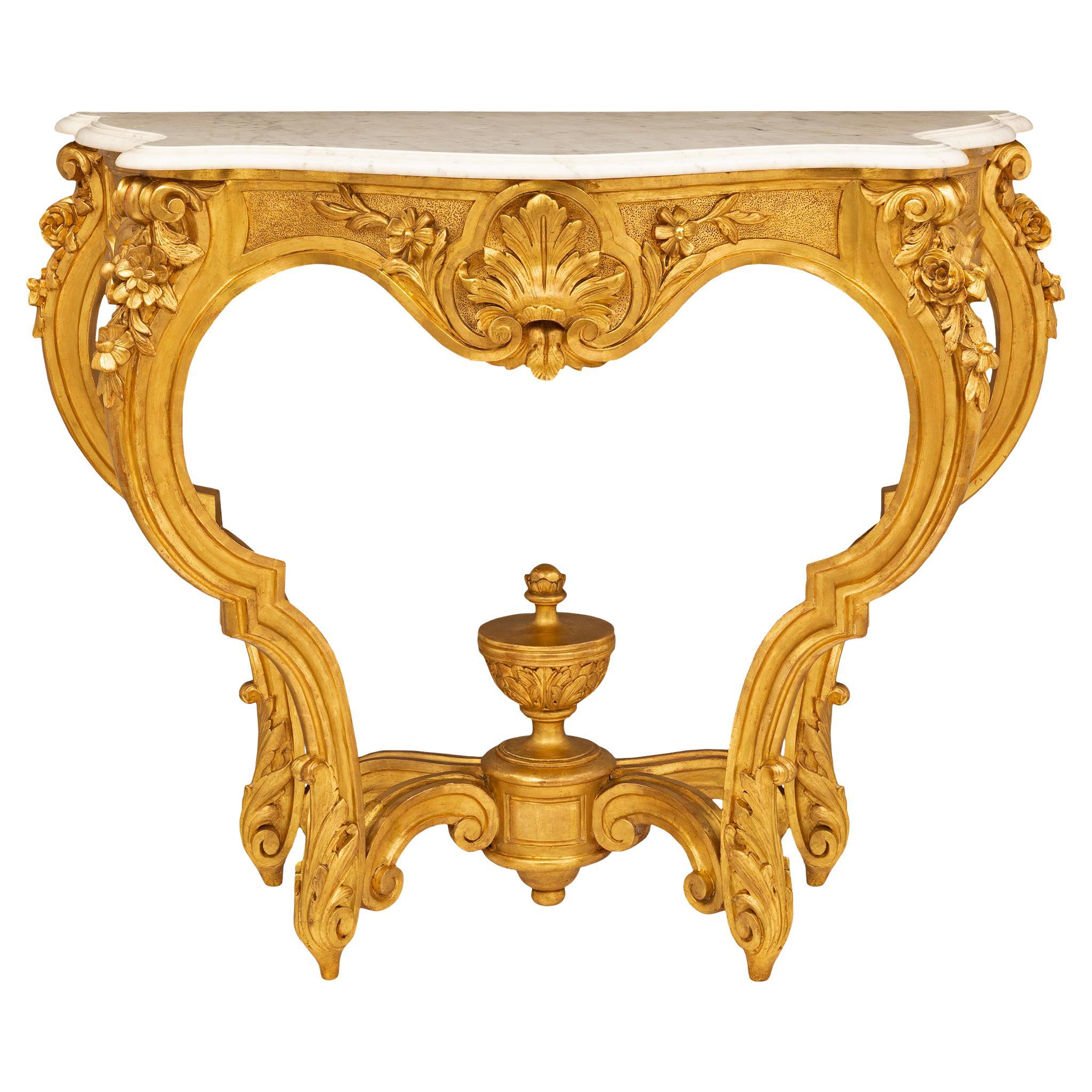 19th Century French Louis XV Giltwood Console For Sale at 1stDibs