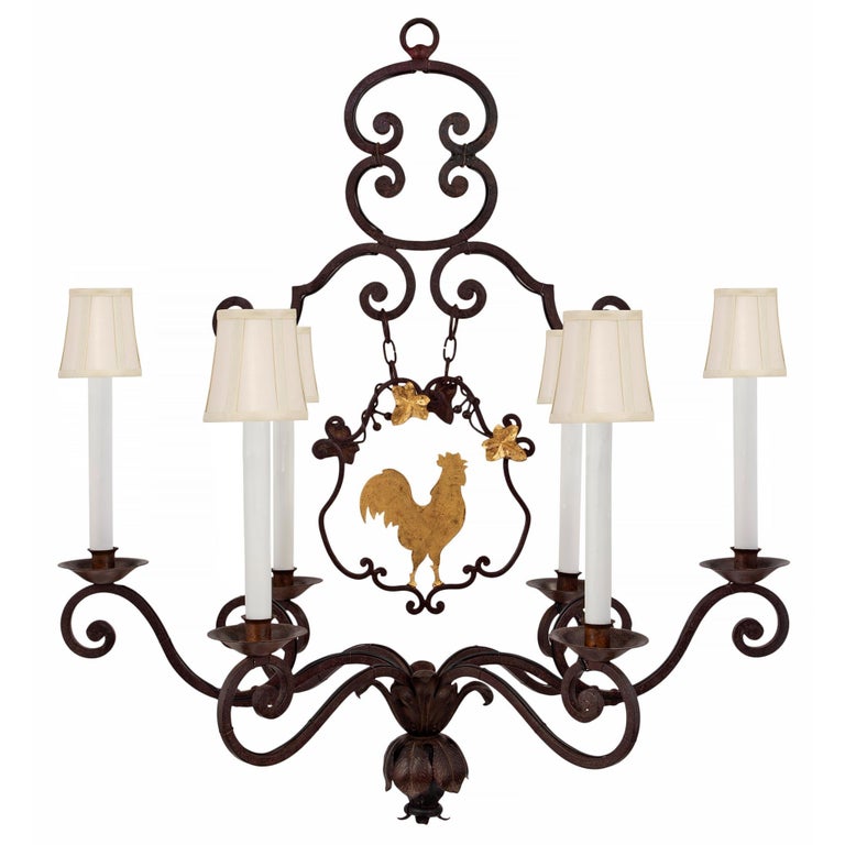 French 19th Century Louis XV St. Patinated Iron And Gilt Iron Six Light ...