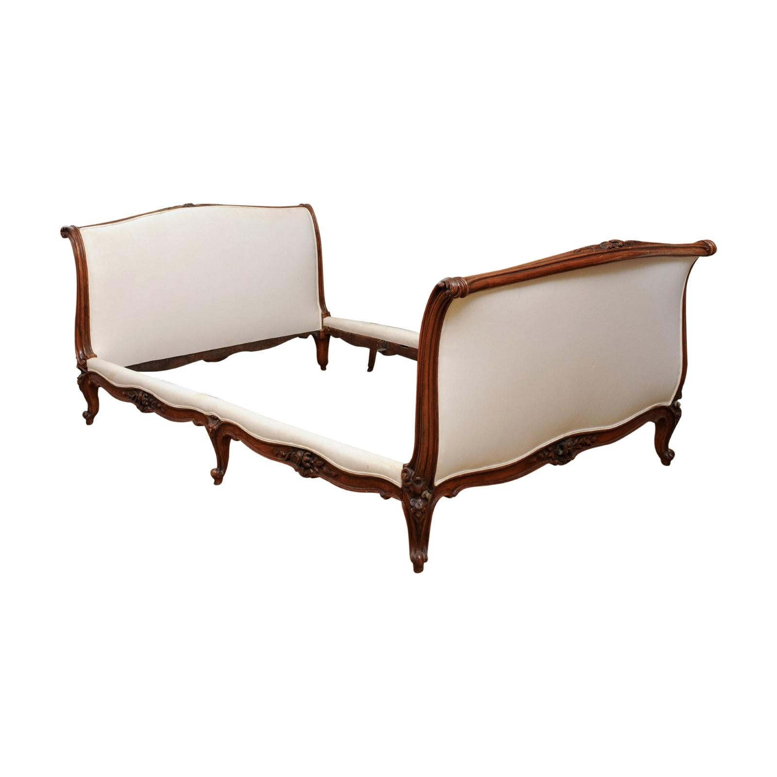 19th century French Louis XV Bed Carved Walnut Rococo European Size ...