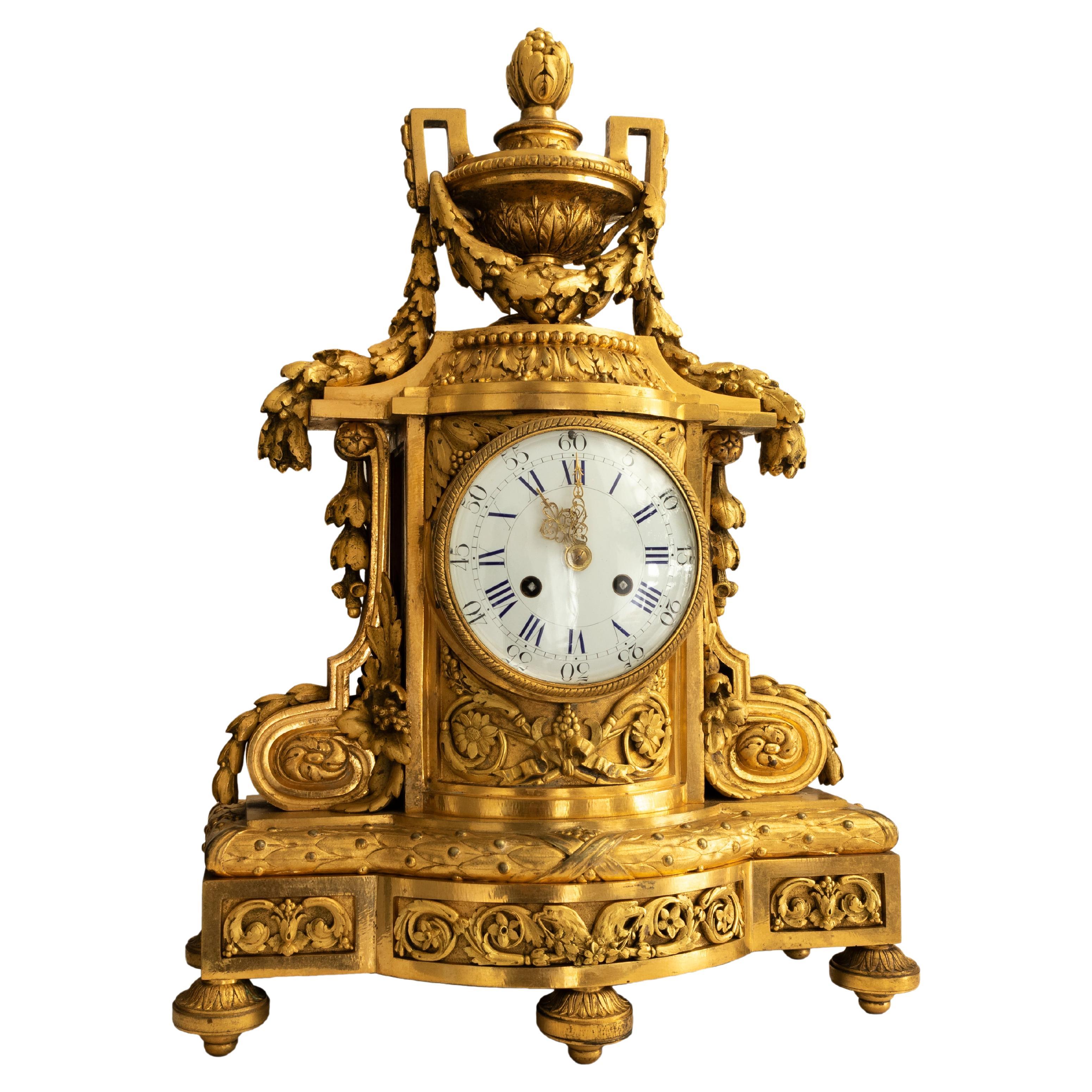 Quality 19th Century French Louis XVI Ormolu and Porcelain Mantle Clock ...
