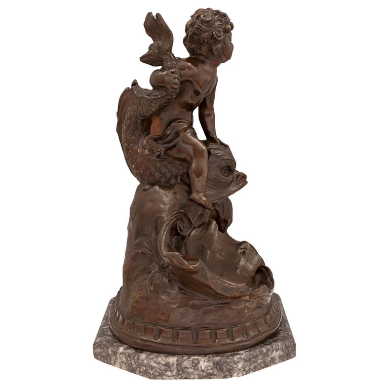 French 19th Century Louis XVI St. Bronze and Marble Statuary Signed ...