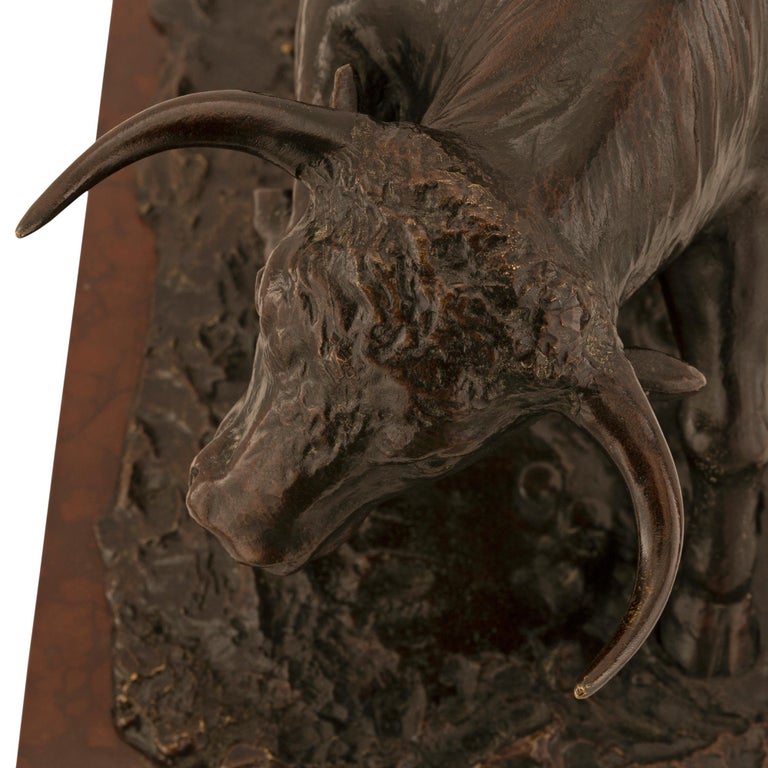 French 19th Century Louis XVI St. Bronze and Marble Statue of a Bull ...