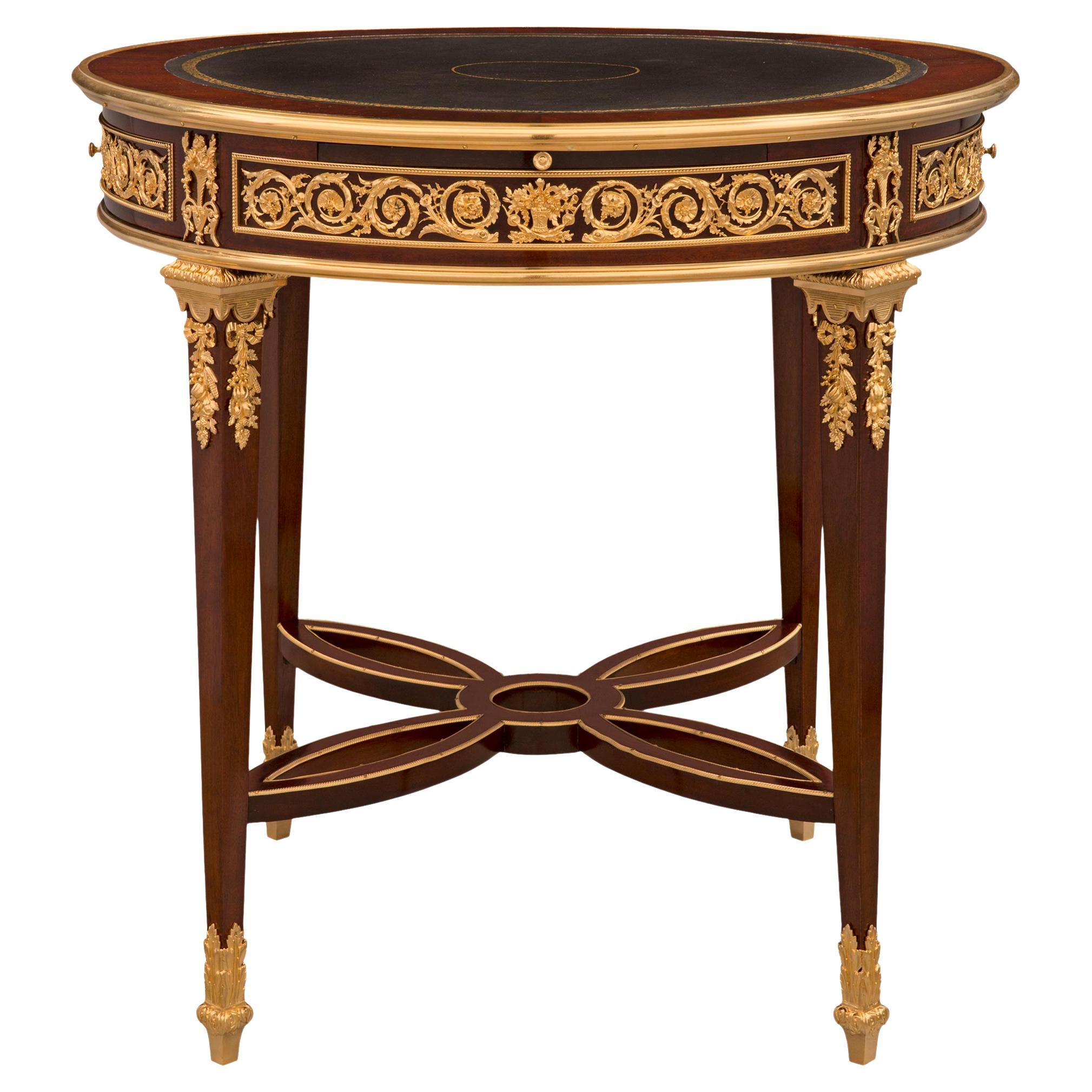 French Early 19th Century First Empire Mahogany and Ebony Round Center ...