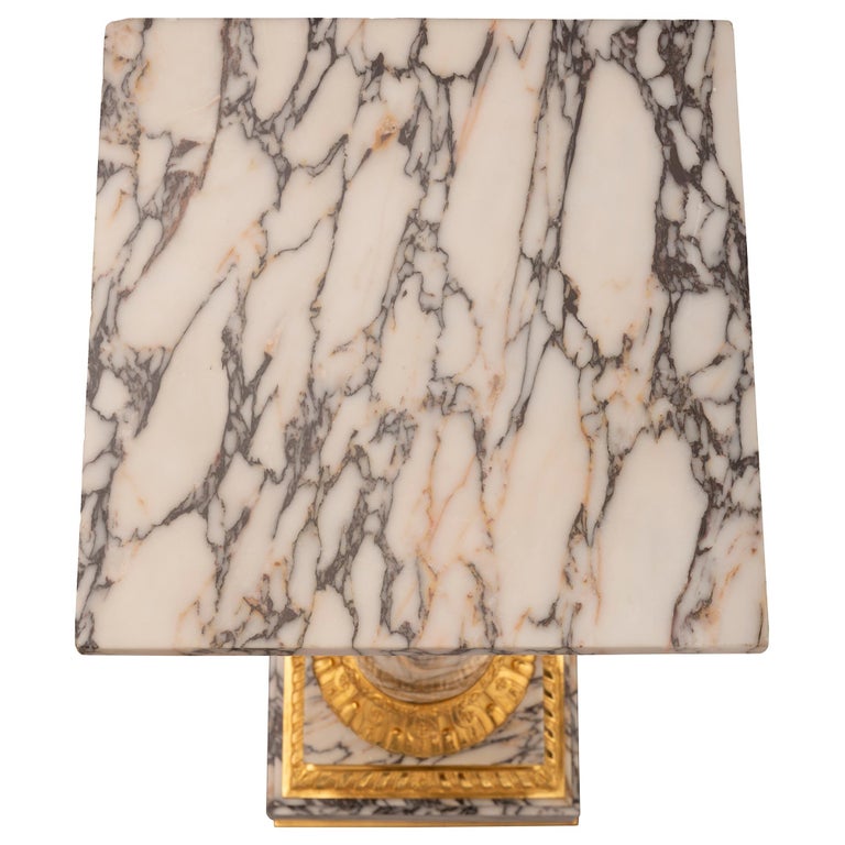 French, 19th Century Louis XVI St. Ormolu and Marble Pedestal Column ...