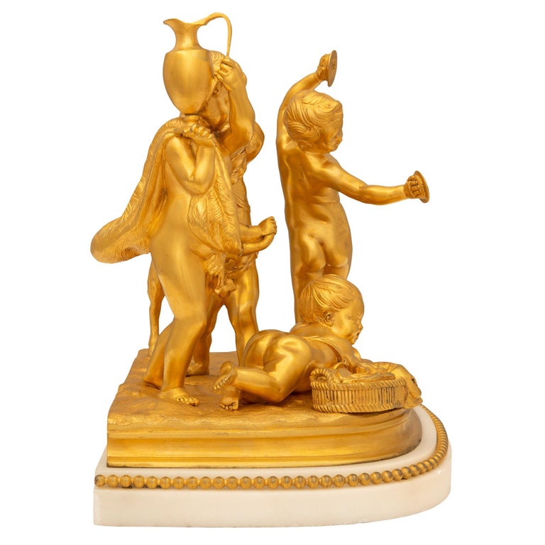 French, 19th Century Louis XVI St. Ormolu and Marble Statue Signed ...