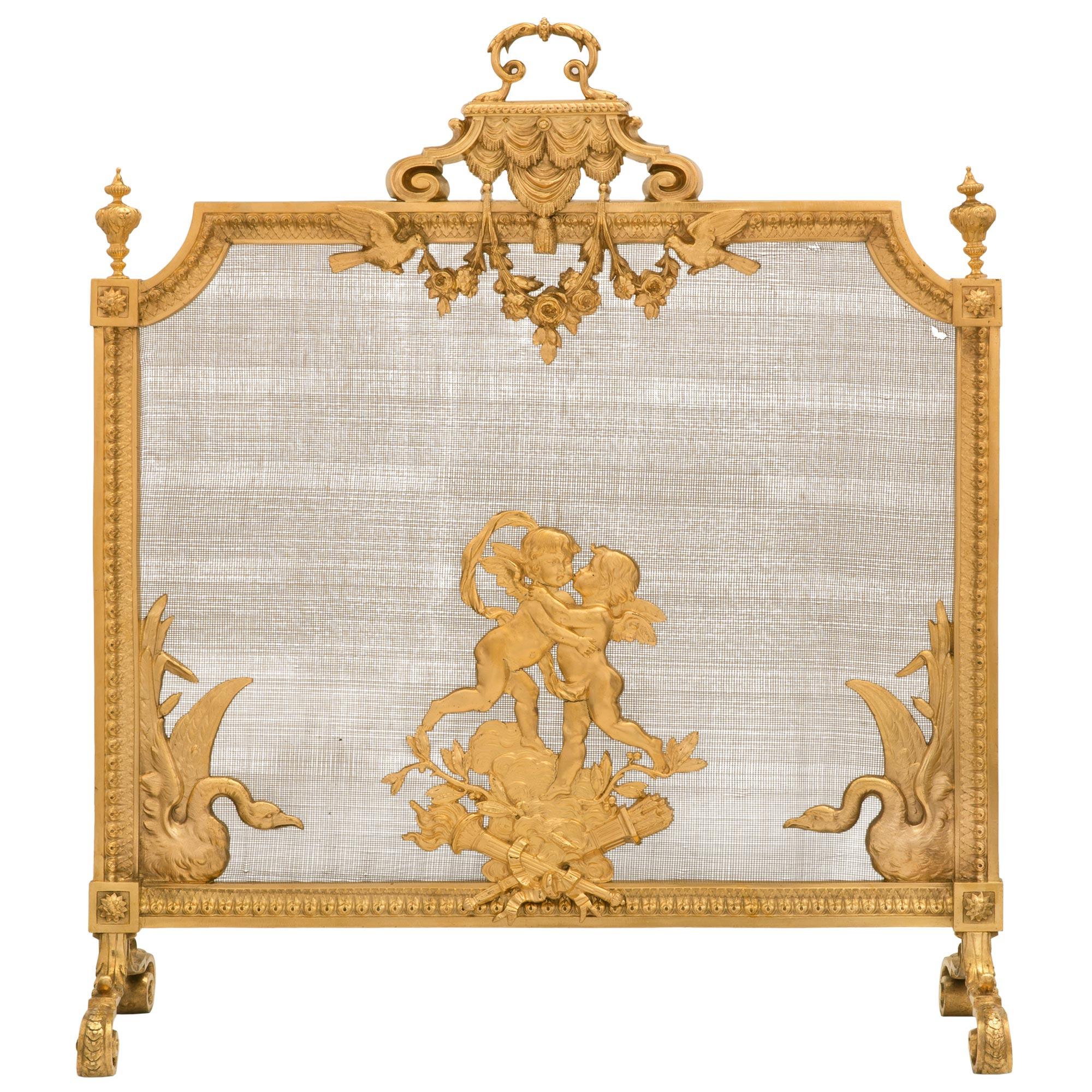 French 19th Century Fire Screen, Louis XVI Style For Sale at 1stDibs