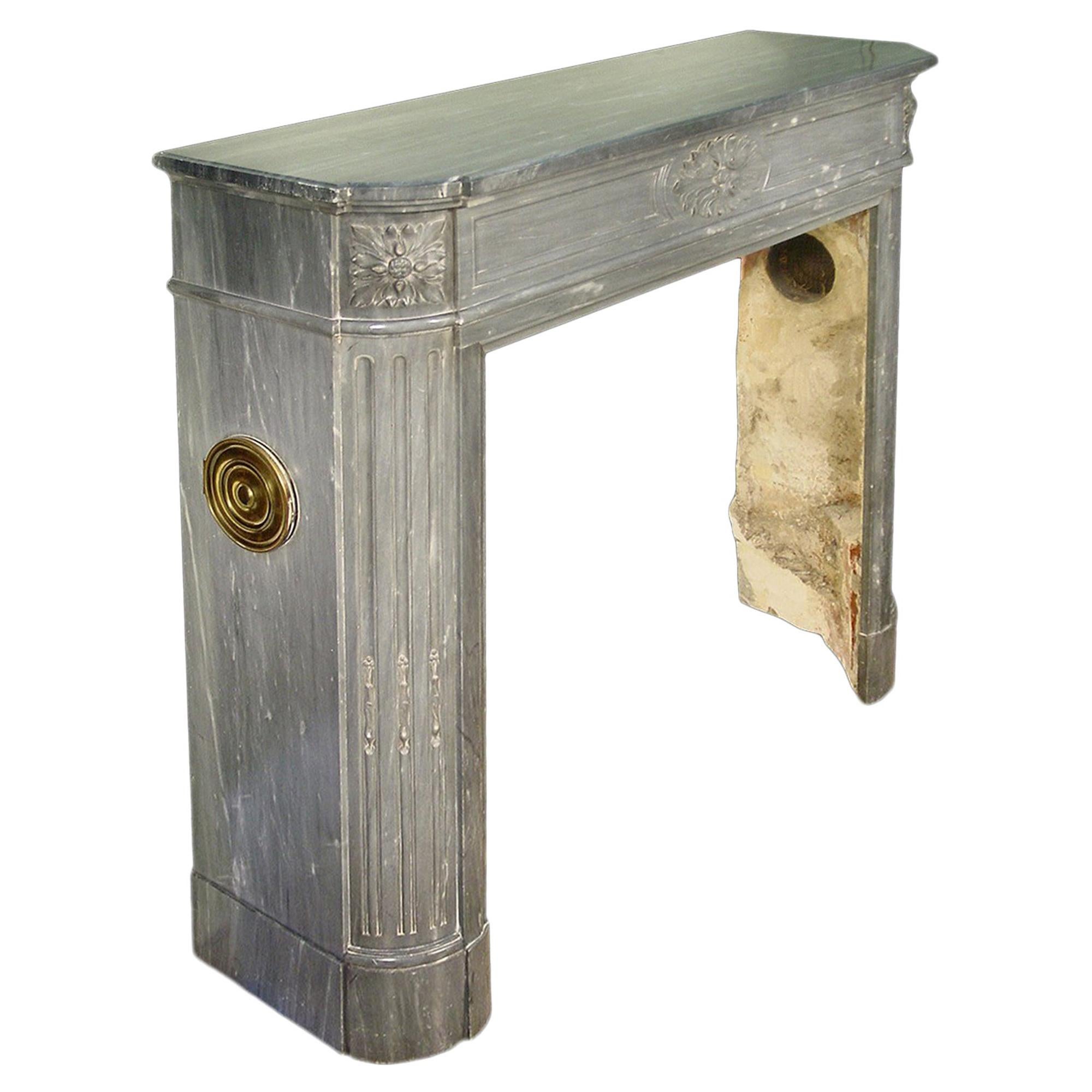 A French Louis XVI Style Blue Turquin Marble Mantle at 1stDibs