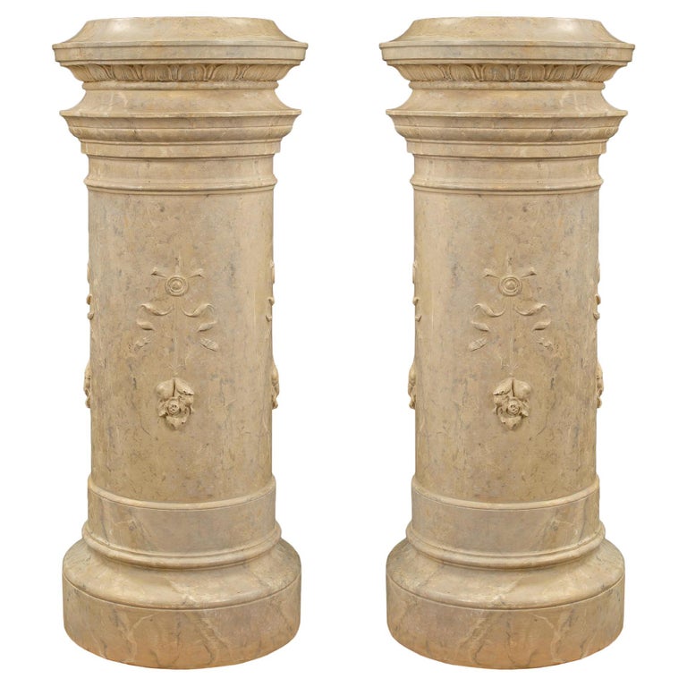 French 19th Century Louis XVI Style Plaster Columns with a Faux Marble ...