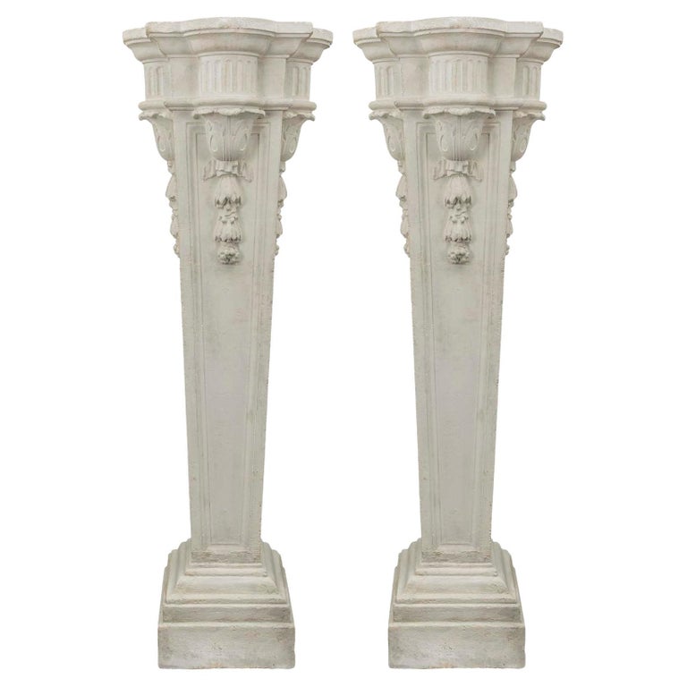 French 19th Century Louis XVI Style Plaster Pedestals For Sale at 1stDibs