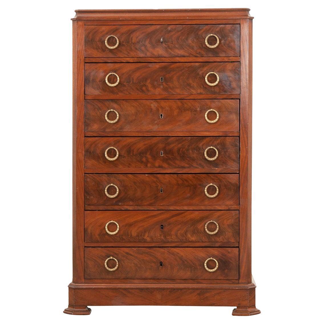 19th Century French Colonial Faux-Bamboo and Burl Wood Semainier ...