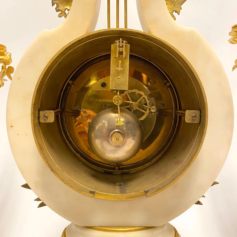 French 19th Century Marble and Bronze Clock Set For Sale at 1stDibs
