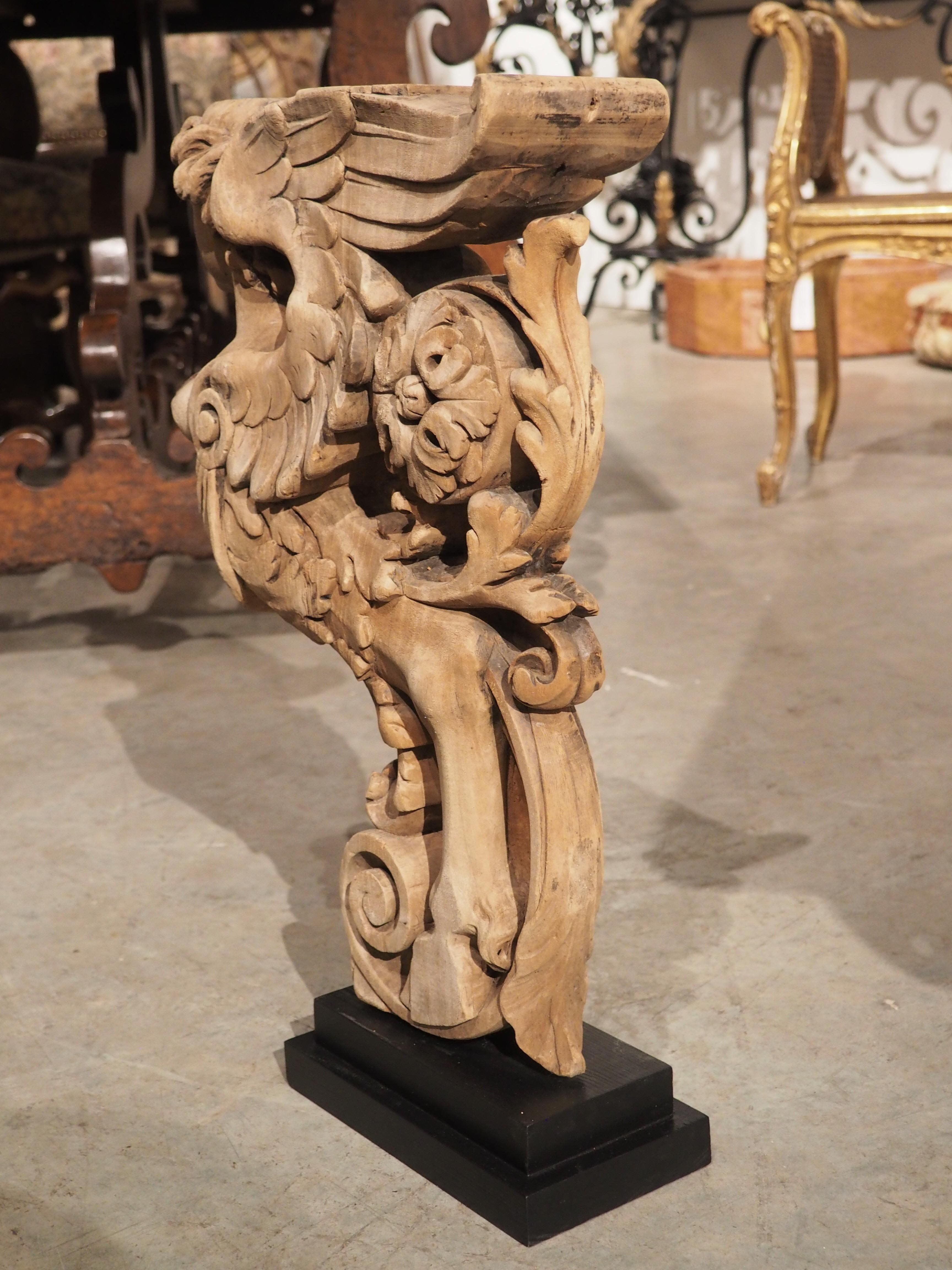 French, 19th Century Mounted Carving of a Winged Mythological Figure ...