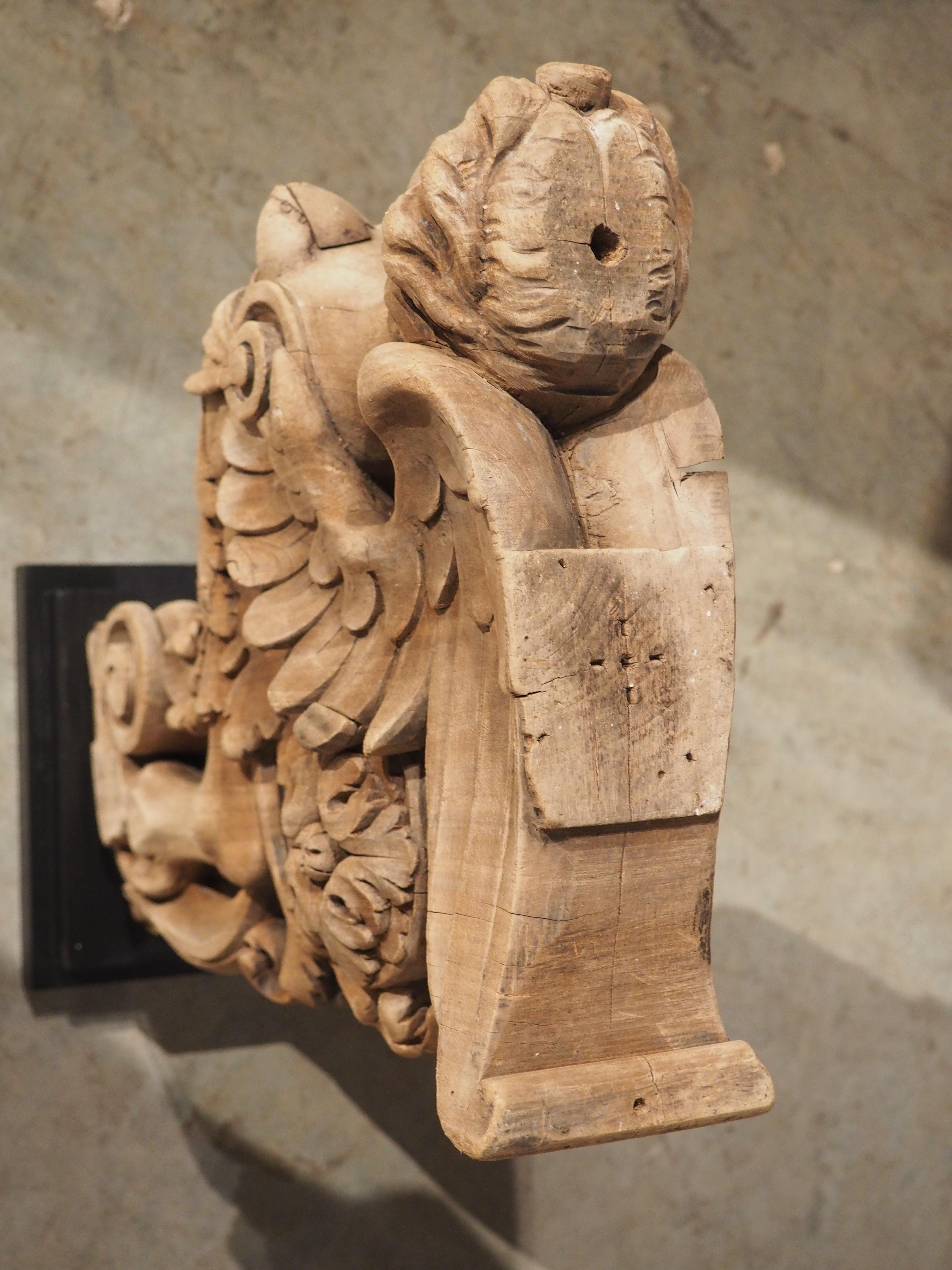 French, 19th Century Mounted Carving of a Winged Mythological Figure ...