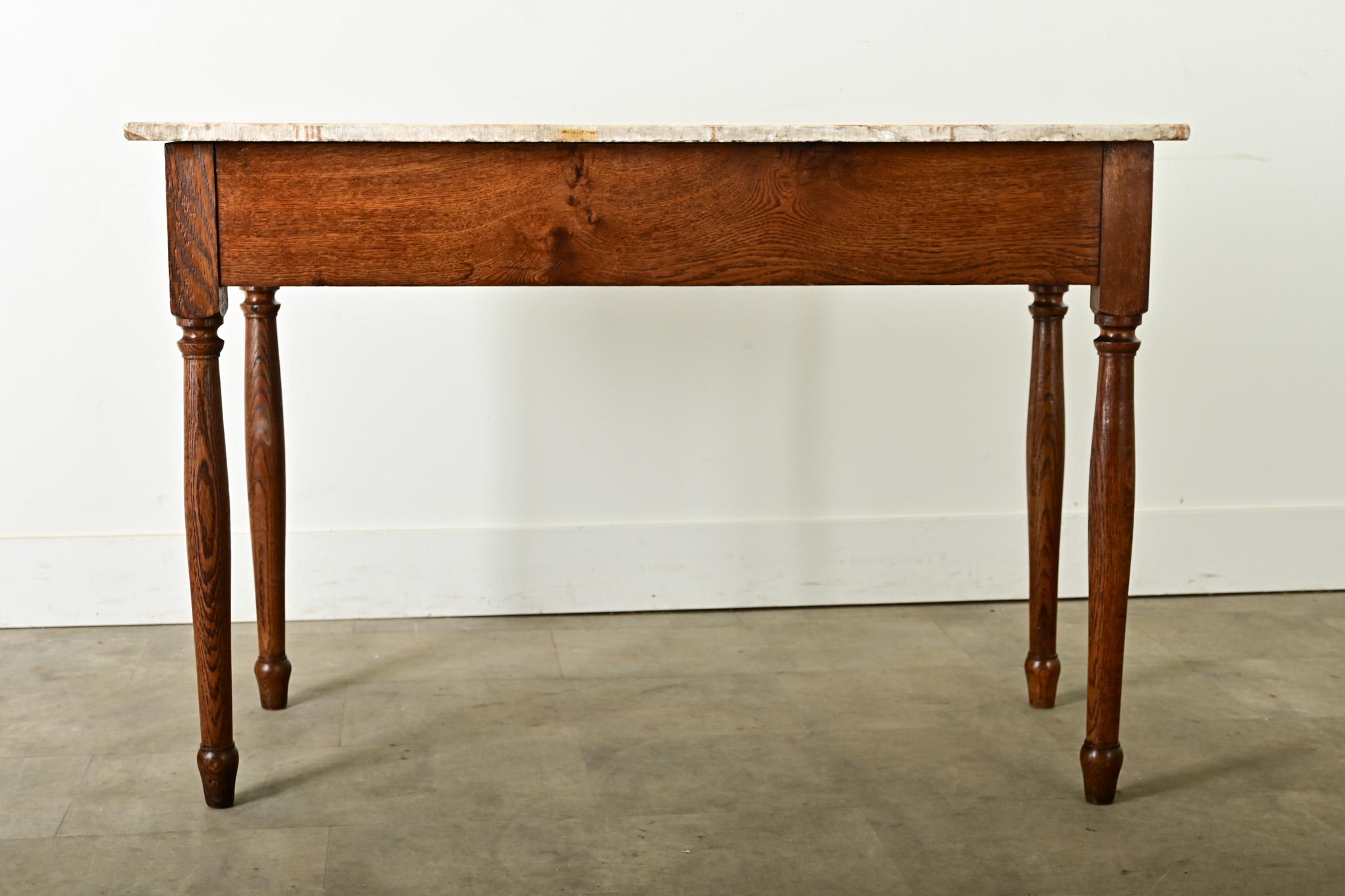 French 19th Century Oak and Marble Work Table at 1stDibs