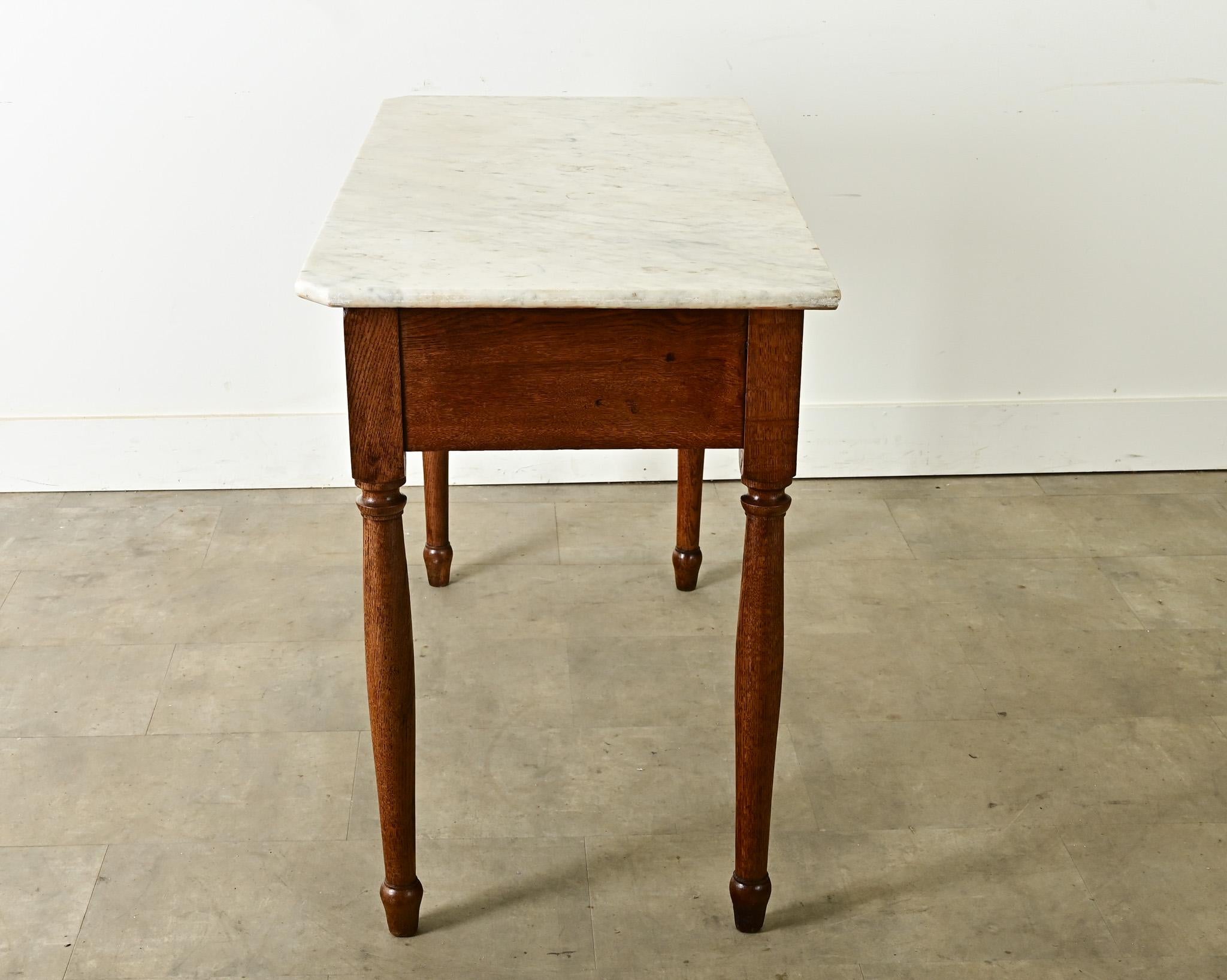 French 19th Century Oak and Marble Work Table at 1stDibs