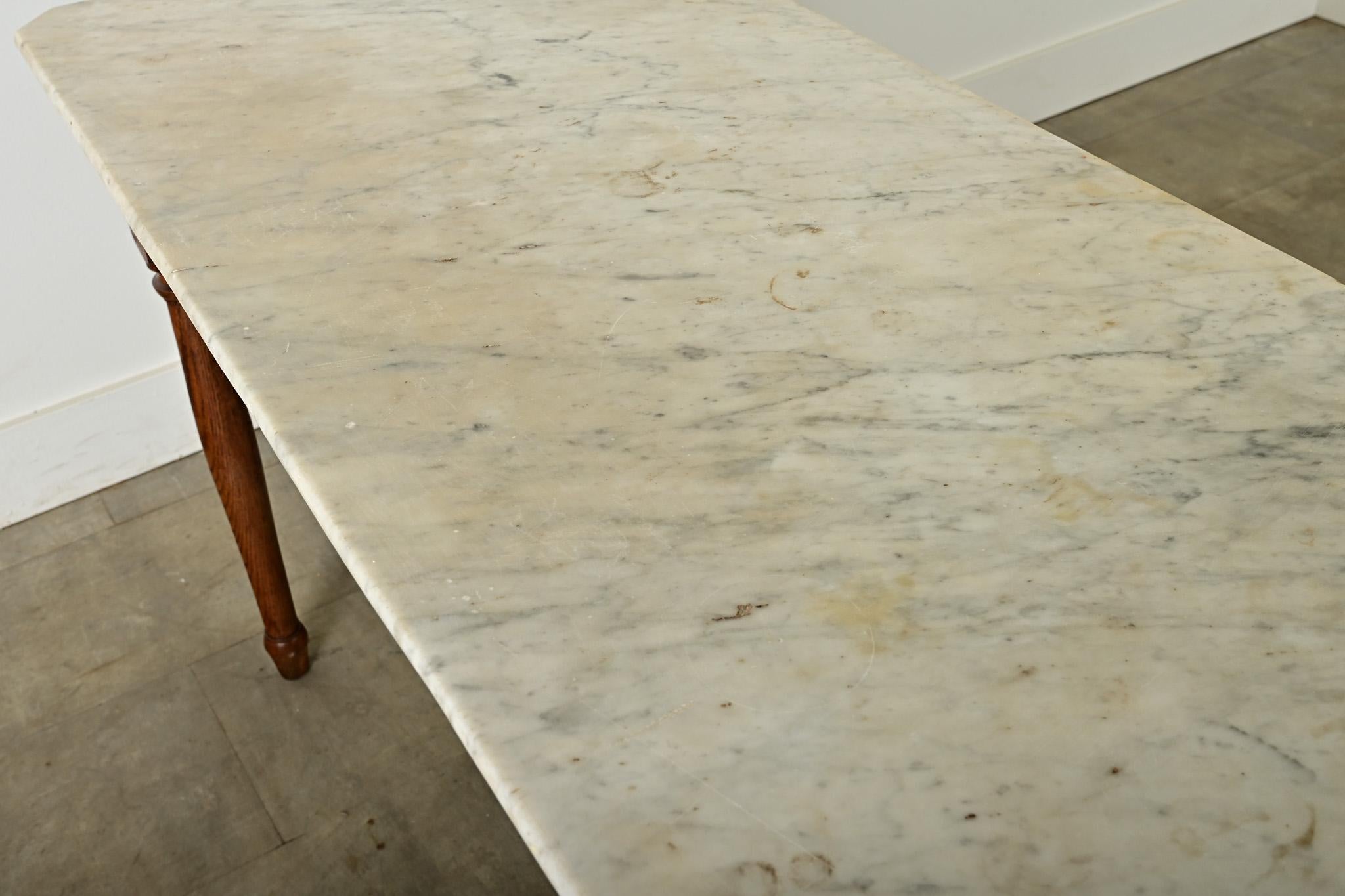 French 19th Century Oak and Marble Work Table at 1stDibs