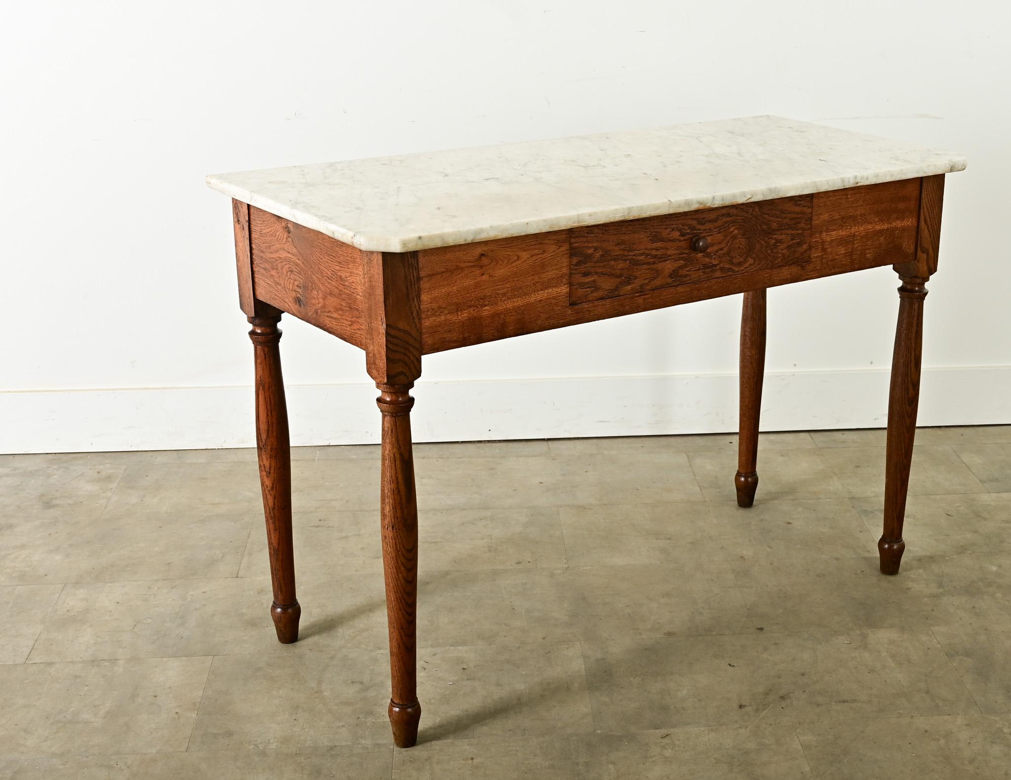 French 19th Century Oak and Marble Work Table at 1stDibs