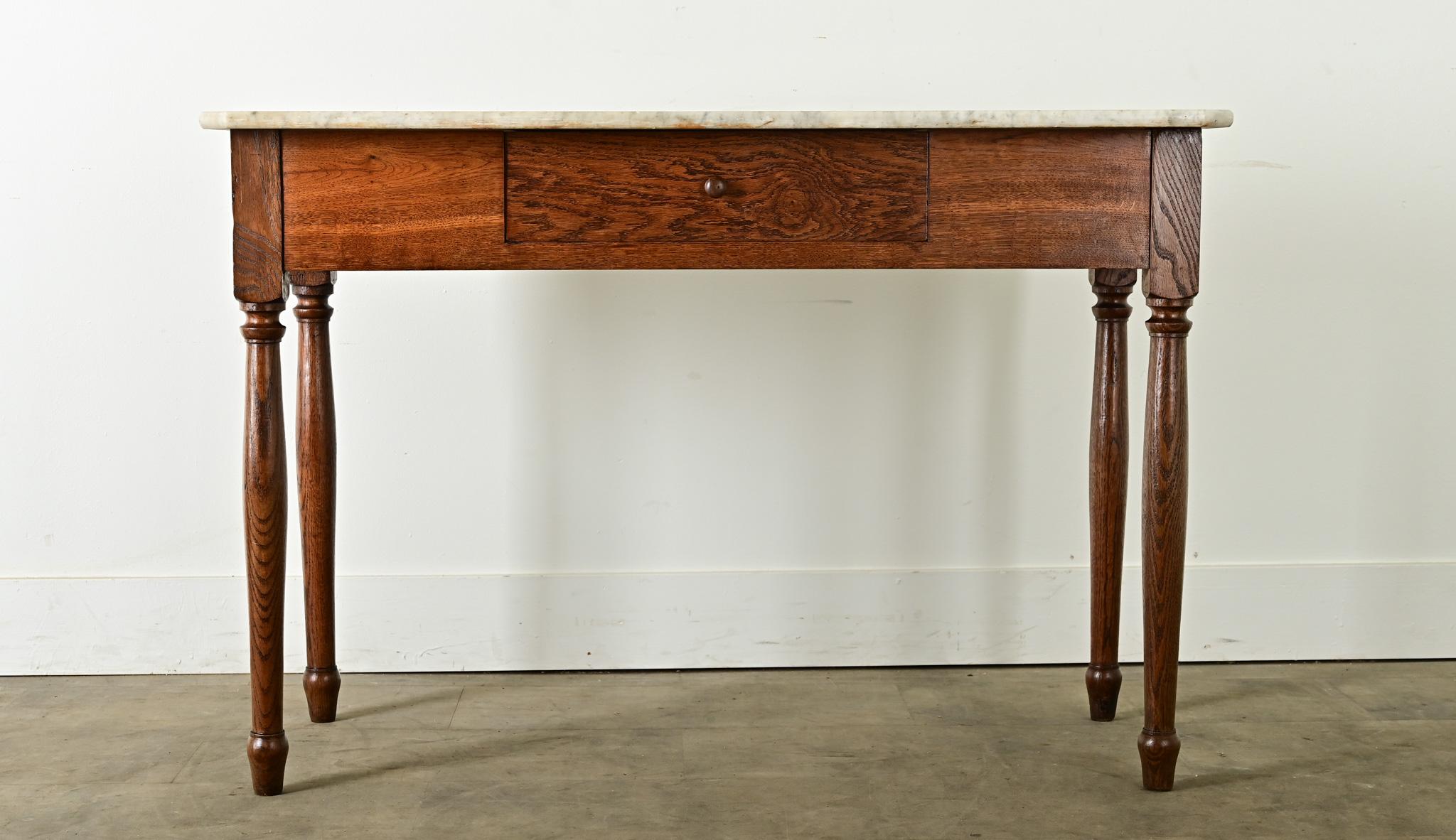 French 19th Century Oak and Marble Work Table at 1stDibs