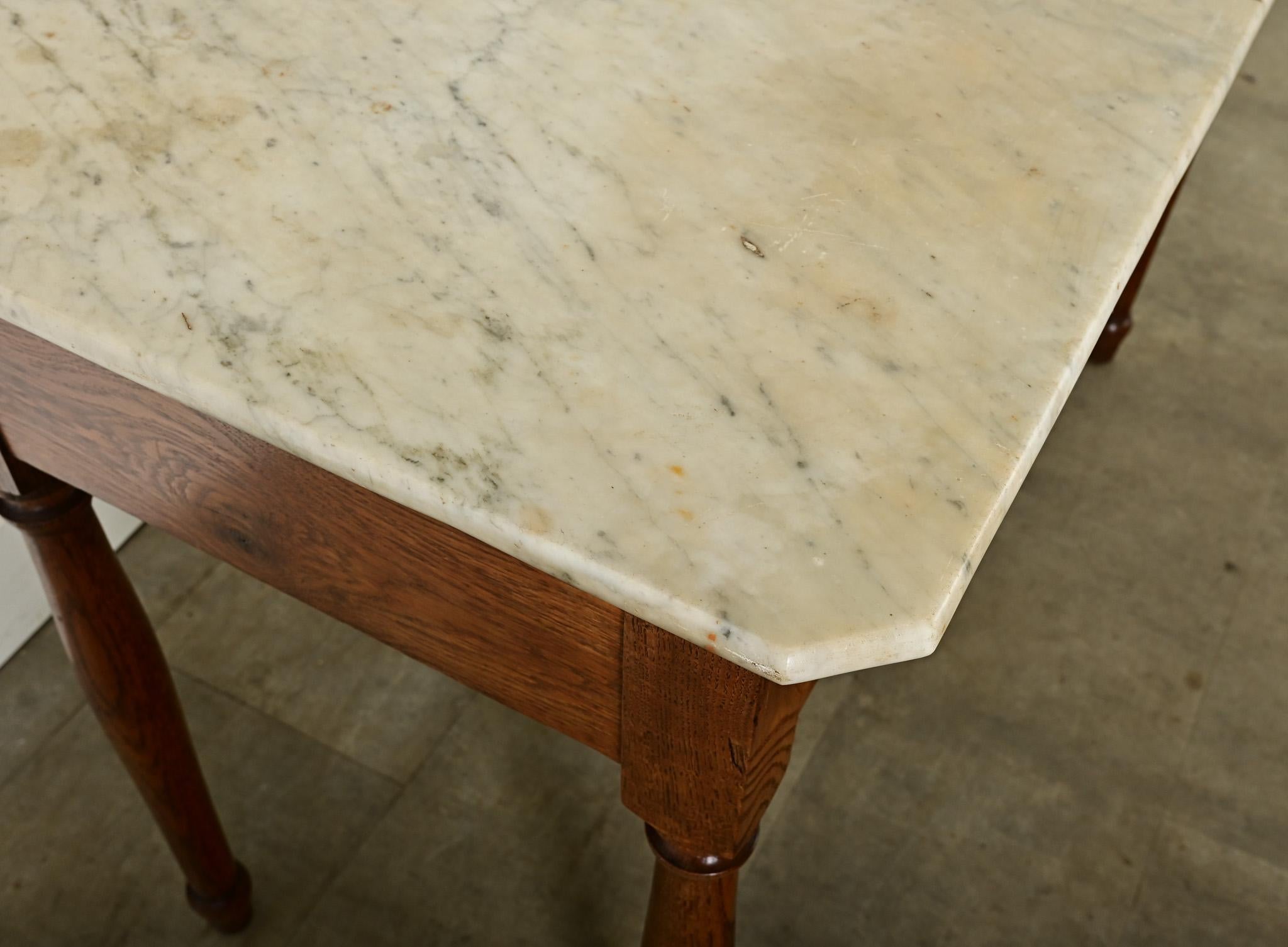 French 19th Century Oak and Marble Work Table at 1stDibs