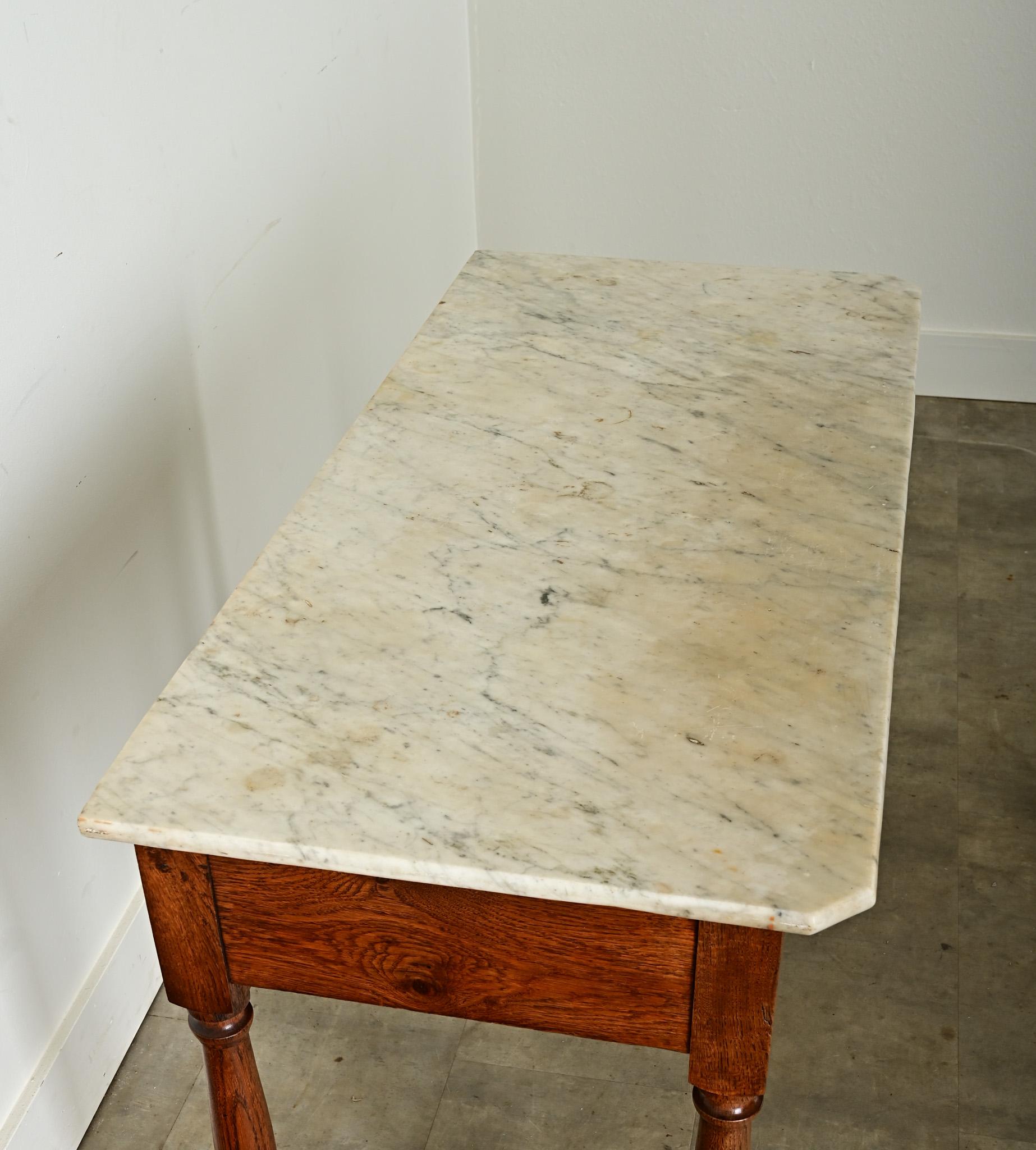 French 19th Century Oak and Marble Work Table at 1stDibs