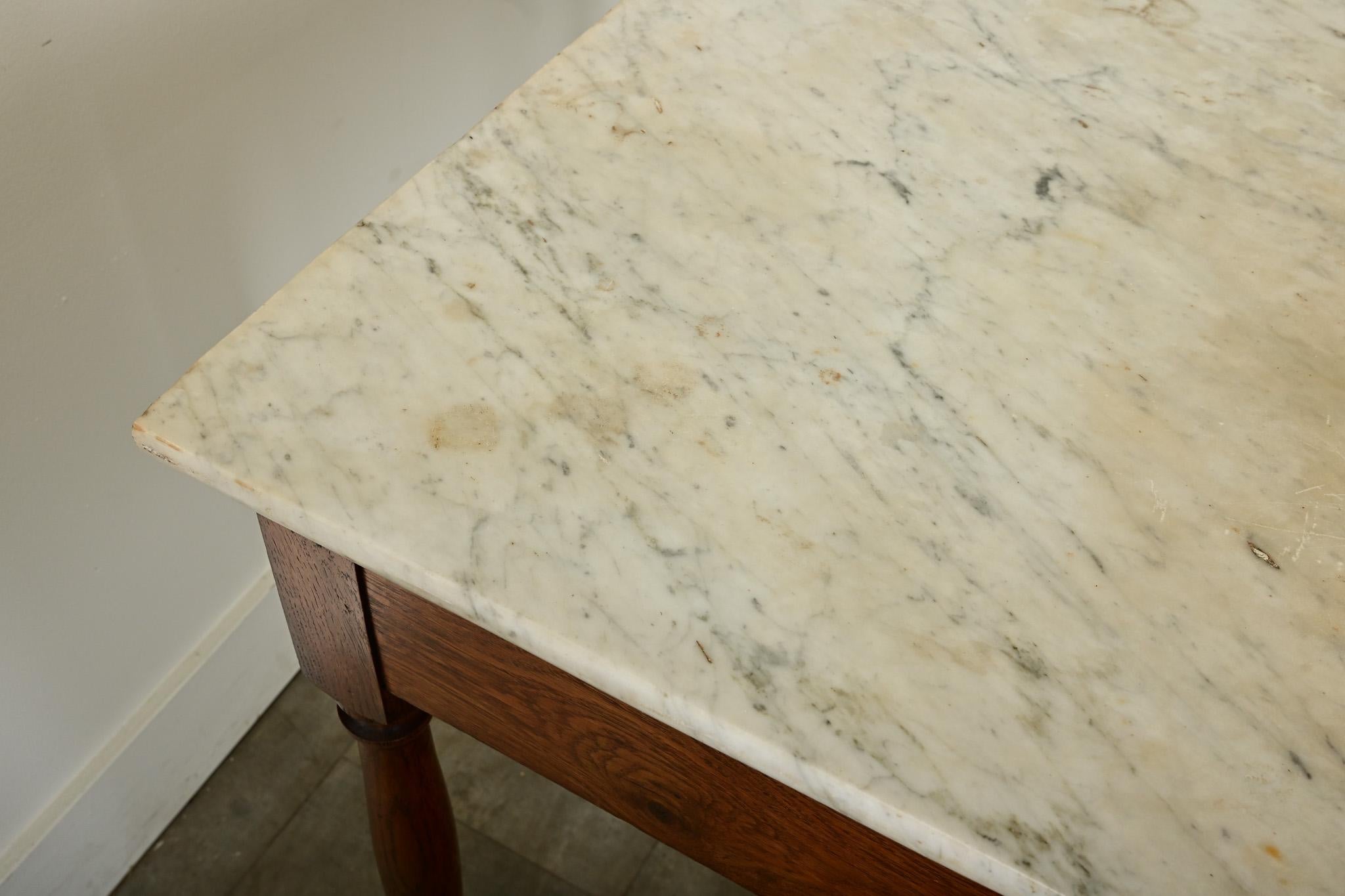 French 19th Century Oak and Marble Work Table at 1stDibs