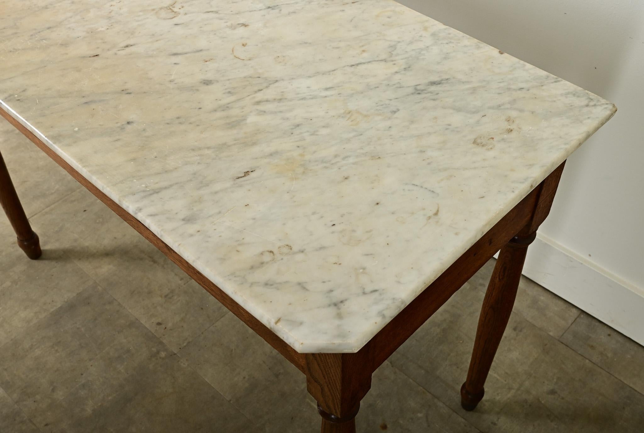 French 19th Century Oak and Marble Work Table at 1stDibs