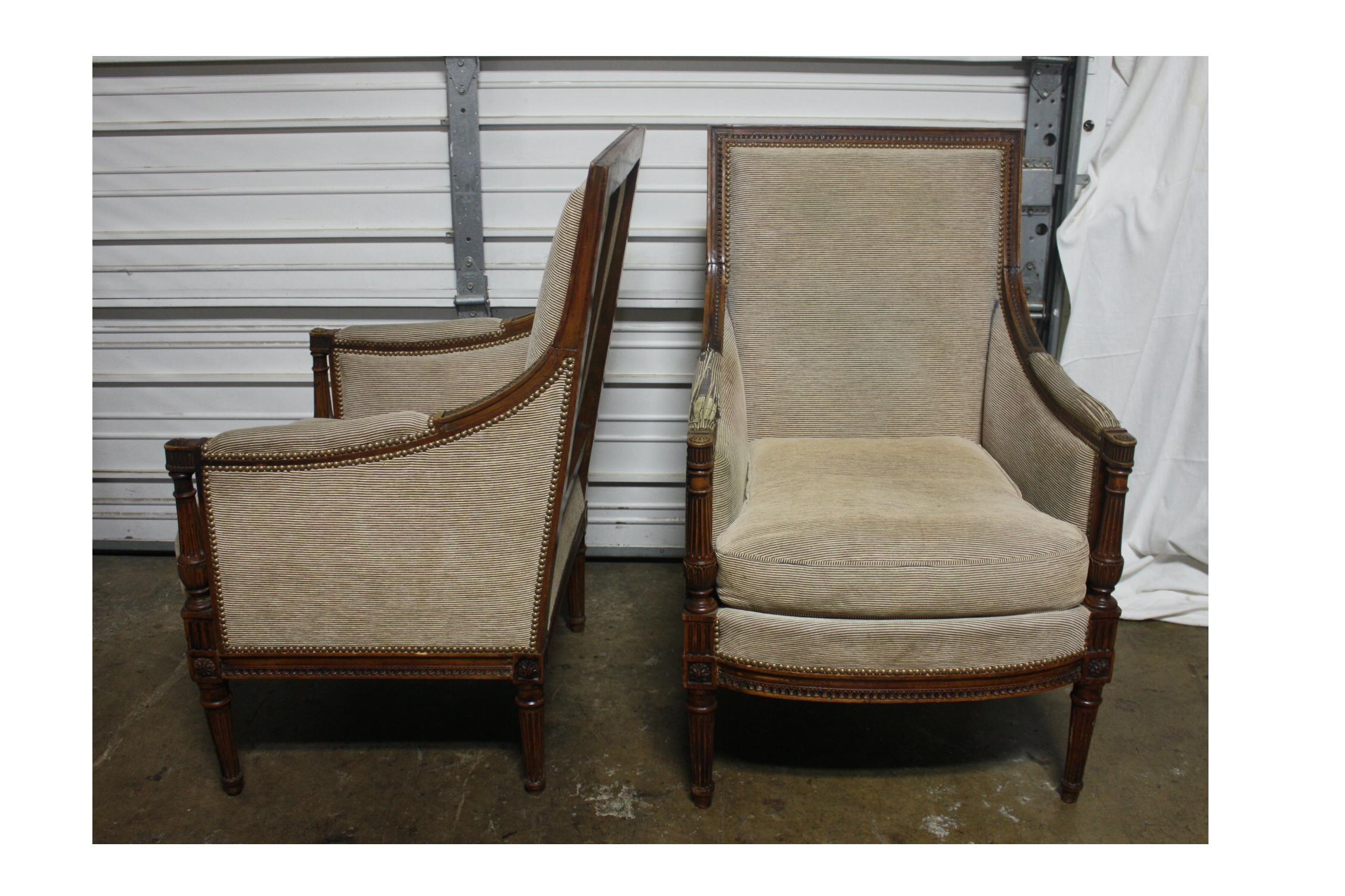 French, 19th Century, Pair of Bergere Chairs at 1stDibs