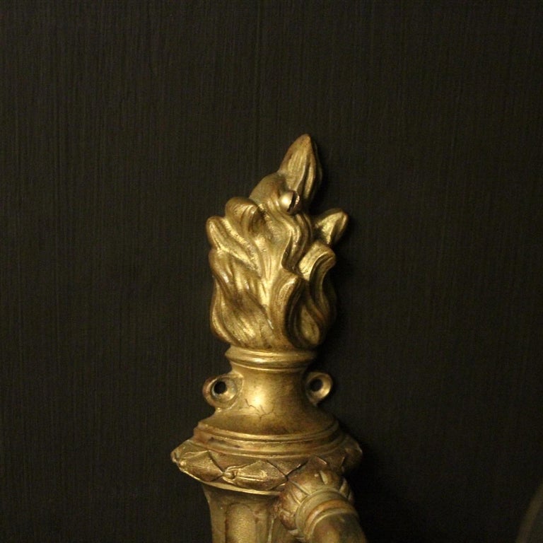 French 19th Century Pair of Gilded Bronze Antique Gasoliers at 1stDibs