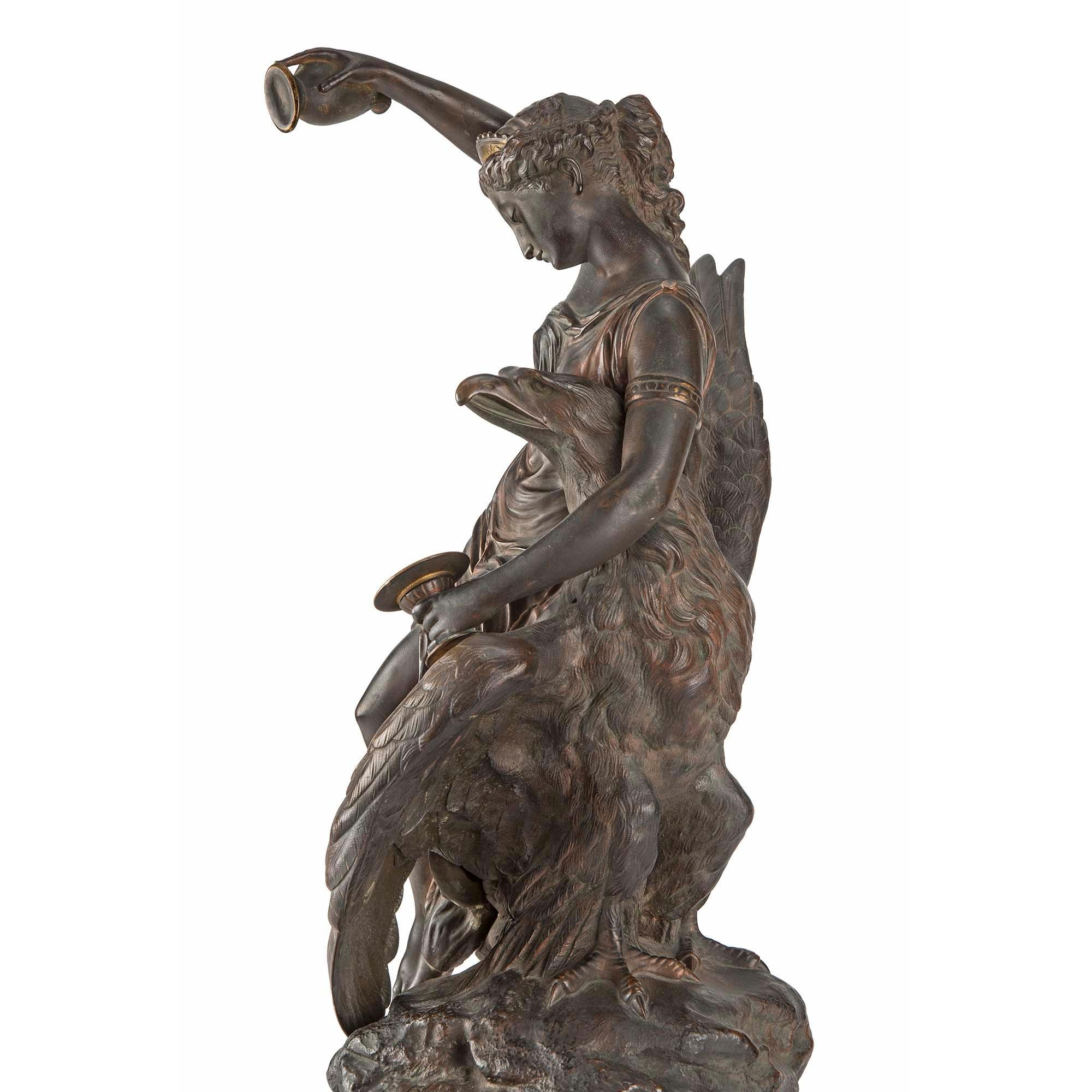 French 19th Century Patinated Bronze Statue of Hebe and the Eagle of ...